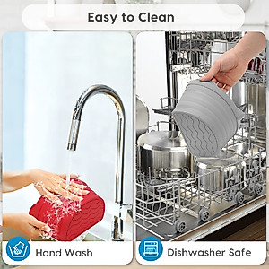 MMH Slow Cooker Divider Liner Fit for Crockpot & Hamilton Beach 6-7 Quart, Silicone Crock Pot Cooking Liners Inserts | Reusable & Leakproof | BPA Free | Dishwasher Safe | Red+Gray