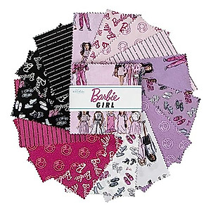 Riley Blake Collection of Barbie-Themed Merchandise, Including 5” Stackers, Rolies, Panels, and More… (Barbie Girl 5" Stacker)
