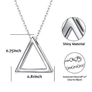 DAOCHONG 925 Sterling Silver Geometric Jewelry Minimalist Triangle Pendant Necklace for Women Birthday Christmas
