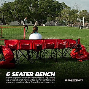 PowerNet Carli Lloyd 6 Seater Team Bench | Backpack Style Carry Bag Included | Ultra Portable | Great for Teams | Soccer Basketball Football