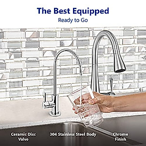 Express Water Modern Chrome Water Filter Faucet – Drinking Water Faucet – Reverse Osmosis Filtration System and Kitchen Sink Beverage Faucet – Simple 3-Piece Easy Install Faucet