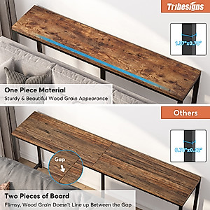 Tribesigns 70.9 inch Extra Long Console Table Behind Couch, Easy Assembly Sofa Table for Living Room Small Space, Modern Gold Narrow Entryway Hallway Table (Gold and White)