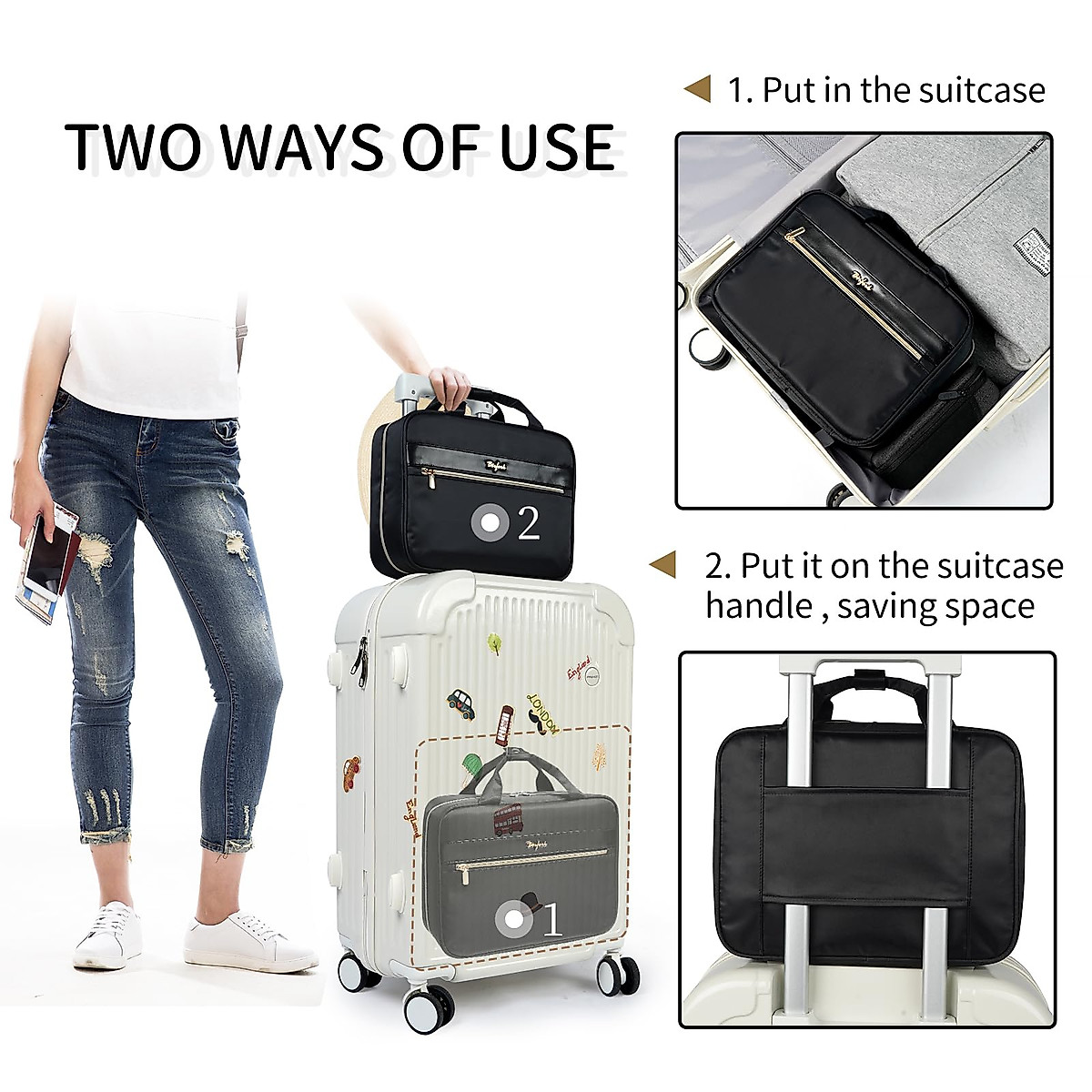 BIRFORK Travel Toiletry Bag, Large Hanging Toiletry Bag for Women Men, Cosmetic Makeup Bag for Traveling, Makeup Organizer for Full-Size Shampoo, Travel Essentials Bag