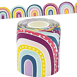 Oh Happy Day Pom-Poms and Tassels Garland & Oh Happy Day Rainbows Die-Cut Rolled Border Trim - 50ft