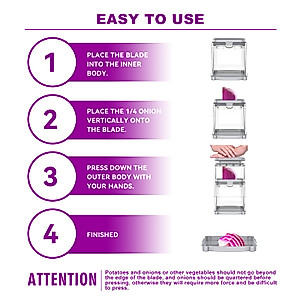 French Fry Cutter 4-in-1 Food Dicer Chop Box, Potato Cutter for Fries Potato French Fry Onion Cutter Food Chopper Manual Hand Vegetable Cutter Dicer Apple Slicer, 4 Blades