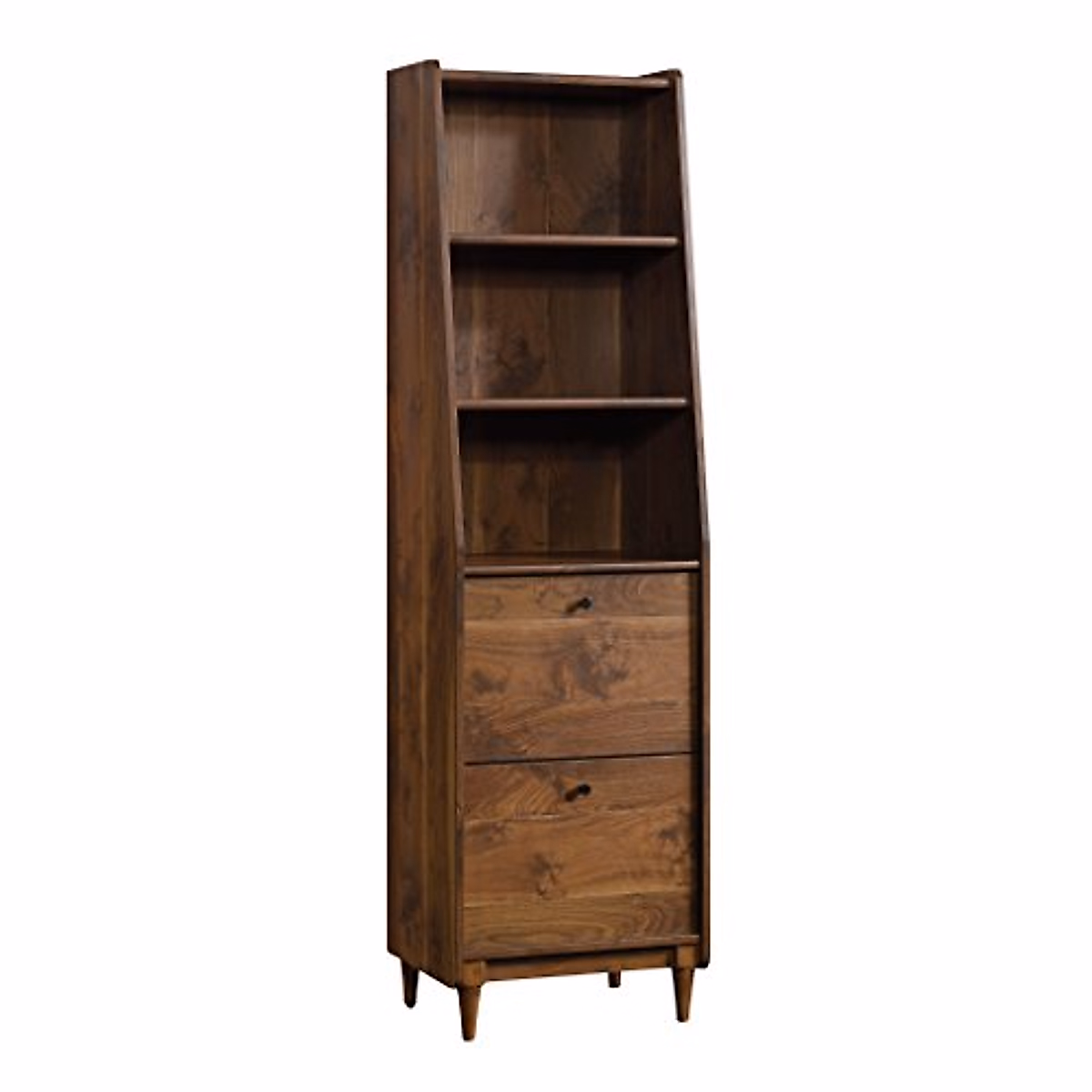 Sauder Harvey Park Credenza, for TVs up to 70", Grand Walnut Finish & Harvey Park Narrow Bookcase, Grand Walnut Finish