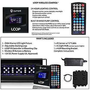 Current USA Orbit Marine LED Light, 24"-36" | With LOOP IR Controller for Wireless Lighting & Wave Pump Control (4101)