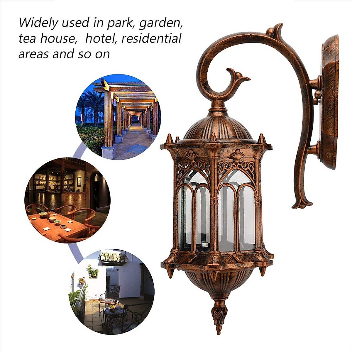 Cocoarm Wall Sconce Vintage Style Wall Mounted Metal Lantern Holder with Glass Lighting Fixture for Indoor Outdoor Home Garden Hallway Decor No Light Source Bronze