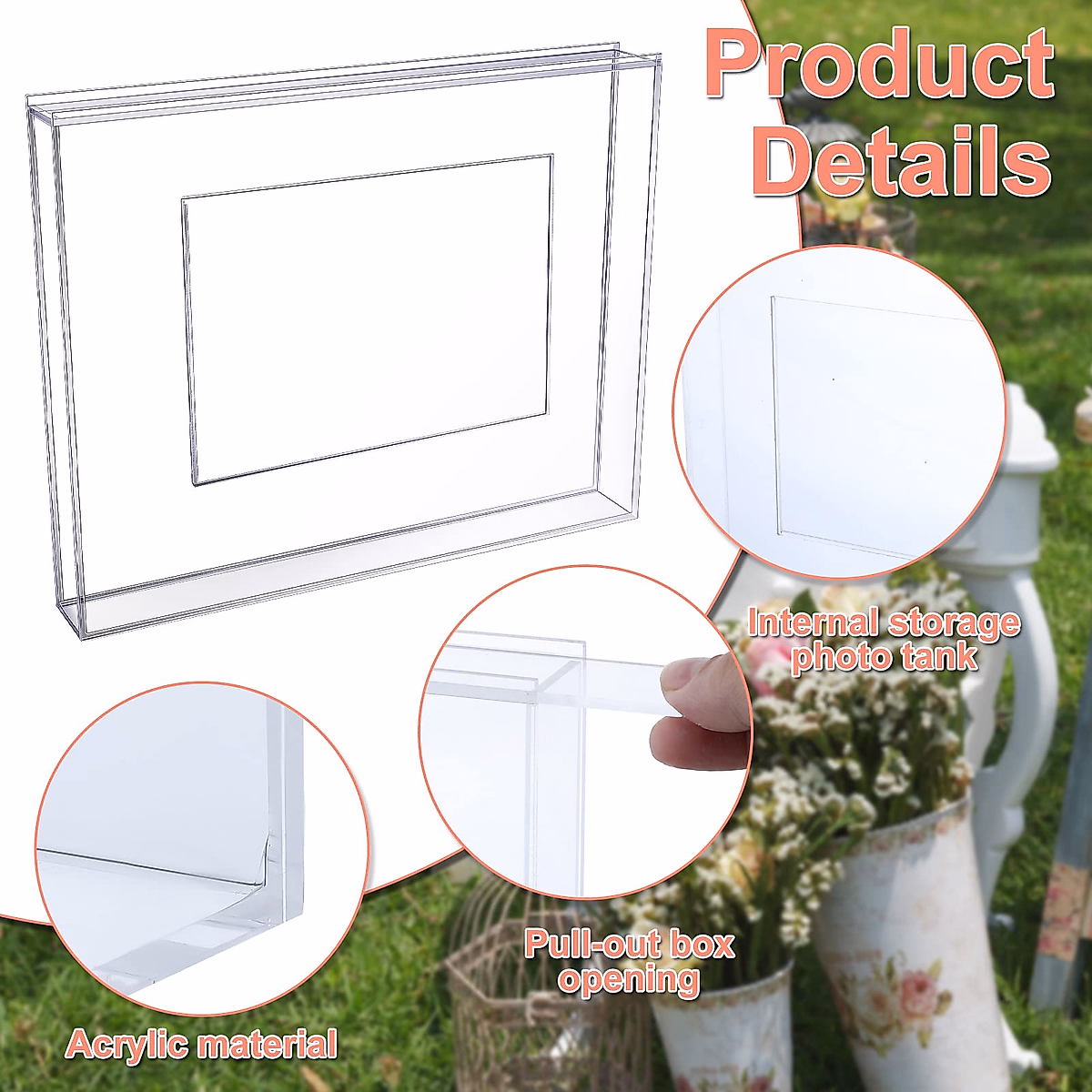 Queekay Wedding Unity Sand Ceremony Photo Frame Clear Acrylic Sand Ceremony Shadow Box with Picture Frame for Wedding Decorations Home Decor Keepsake (Classic Style)