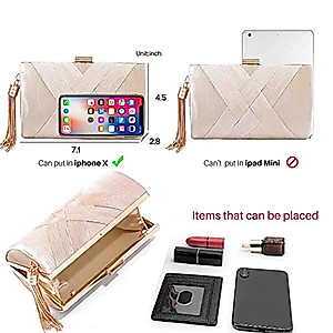 Yokawe Women's Evening Clutch Bag Stain Bridal Purse Wedding Prom Night out Party Handbag (Gold)