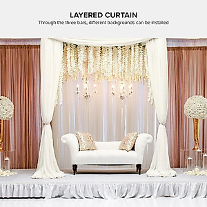 Julius Studio 10 x 10 ft. Triple Crossbar Backdrop Stand Double Photo Background Support, New Metal Cap Design, Upgraded Sturdy Structure, Spring Clamps, Sand Bags, JSAG596