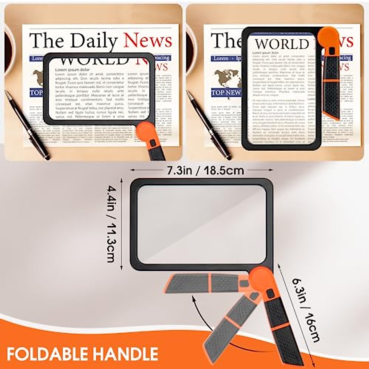 Large Magnifying Glass with Light, Full Page 5X Magnifier 48LED Cold & Warm Light with 3 Modes, Folding Handheld Illuminated Lighted Magnifier for Seniors Low Vision Reading Inspection (Full Page)
