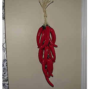 Generic Ceramic Talavera Red Chile Pepper - 15 in Red Chiles - Beautiful Mexican Handmade - Individually Unique - Red Chili Pepper Decorations - Pepper String - Red Chili Décor