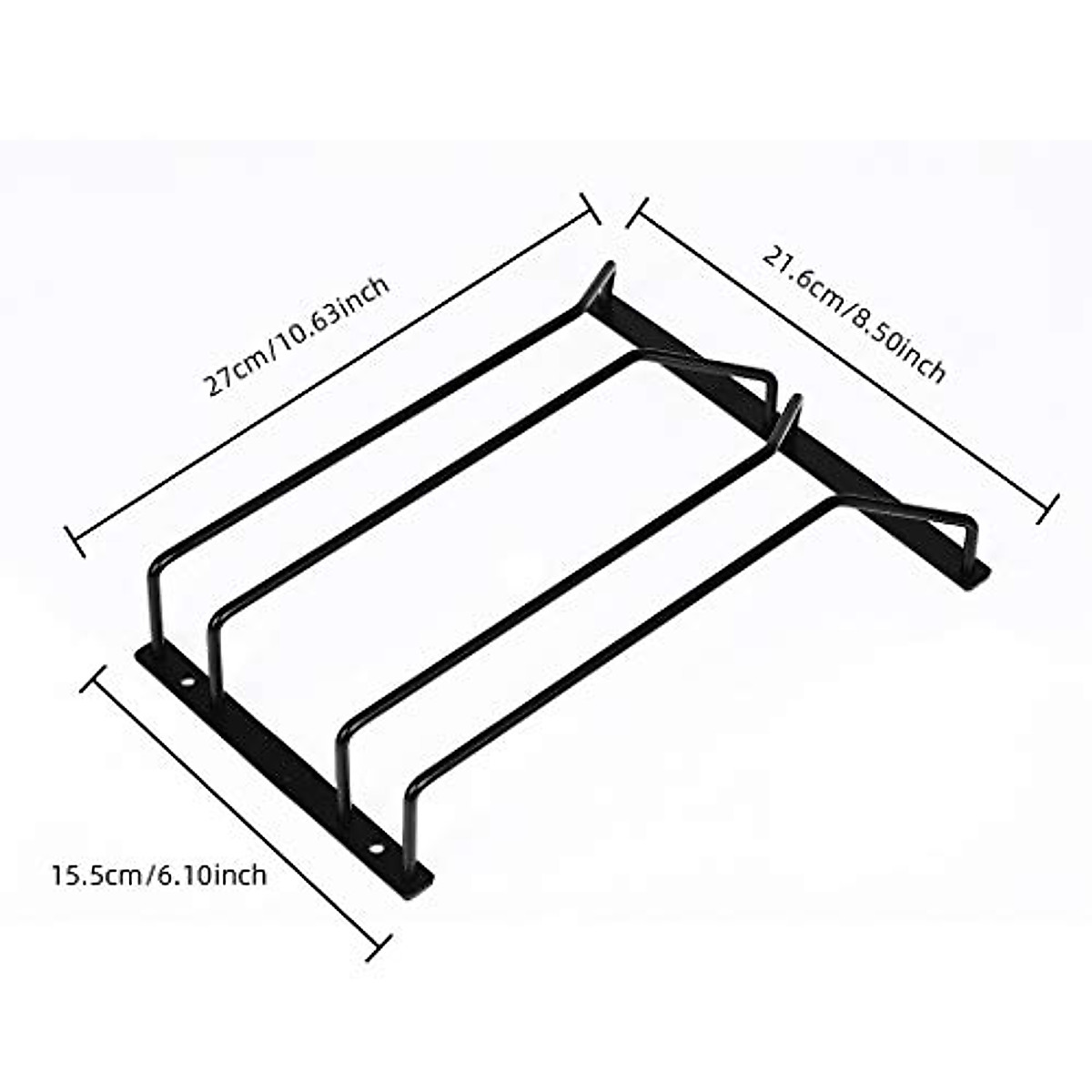 Dianoo Wine Glass Holder, Stemware Rack, Wine Glass Rack Under Cabinet With Screws, 27cm 2 Rows Black