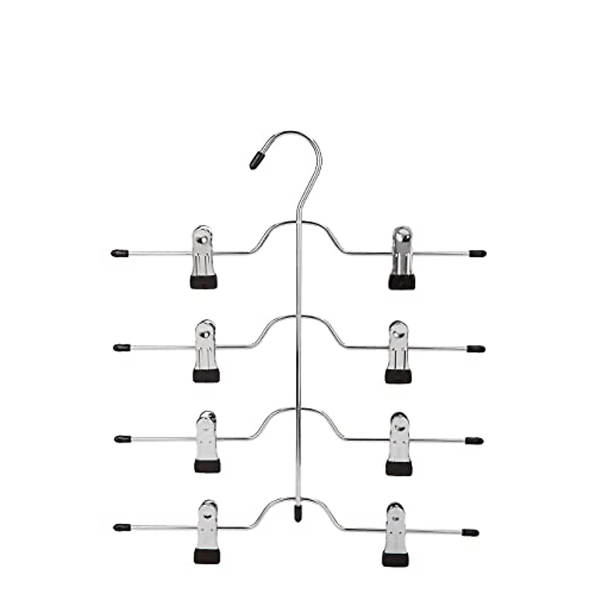 HAIZLUOP 4 Tier Skirt Hangers, Space Saving Pants Hangers with Adjustable Clips for Organizing Pencil Skirts, Short Pants, Leggings, Metal Construction, Chrome