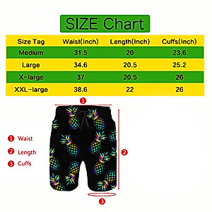 Heucapc Men's Swim Trunks Quick Dry Swimming Trunks Pineapple Swim Trunks with Mesh Lining and Pockets XXL