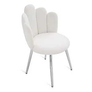 BOWTHY Vanity Chair for Makeup Room - Midcentury Modern Accent Chair for Living Room Bedroom, Velvet Chair with Back Support and Metal Legs (White)