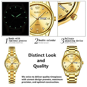 OLEVS Ladies Gold Watches for Women, Fashion Quartz Analog Small Wrist Watches, Water Resistant (up to 30m), Minimalist Gold Dial, Stainless Steel Band, Women's Watch