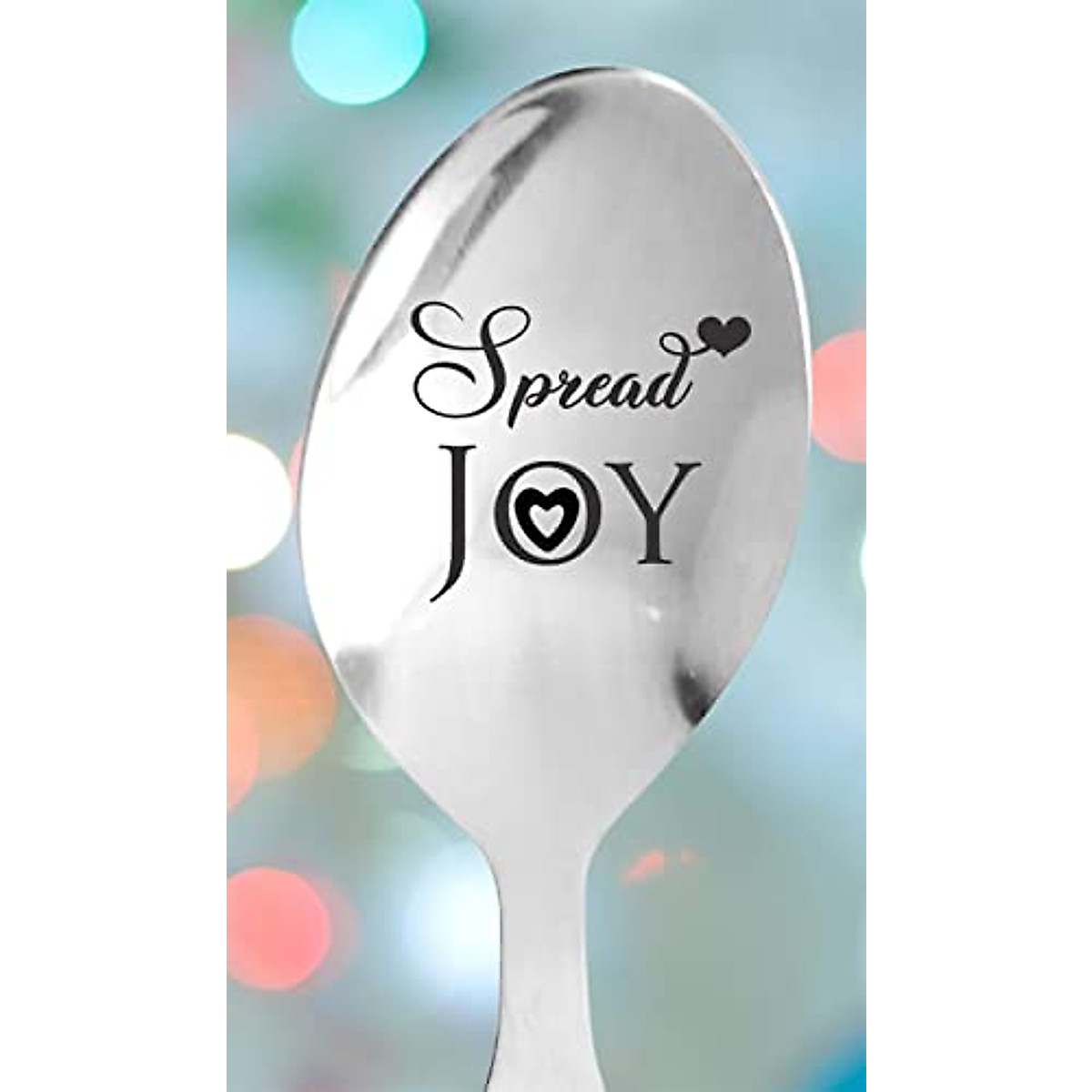 Spread Joy | Spoon Christmas Gift for Mother Father | Christmas Stocking Stuffer | Christmas Gift for Grandparents Son Daughter | Holiday Gift for Parents - 7 Inch Stainless Steel Spoon