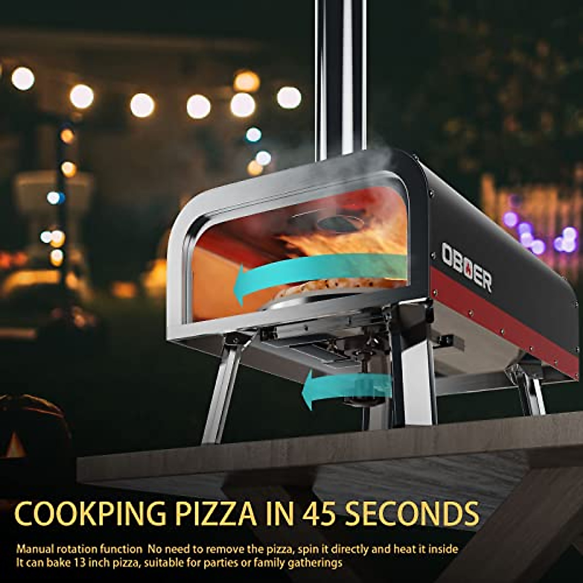 NAIZEA Pizza Oven Outdoor Indoor Use, 13" Multi-Fuel Pizza Maker Portable Wood Fired and Gas Pizza Oven Stainless Steel Pizza Grill with Gas Burner, Wood Tray Pizza Stone, Pizza Peel, Carry Bag