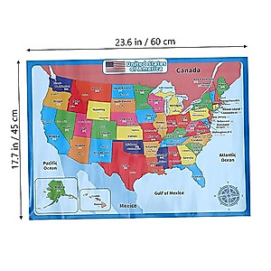 Tofficu Poster 4 Sheets United States map poster US map supplies accessories supply playroom decor usa map for synthetic paper Cartoon hanging pictures US Map Interesting Map Poster