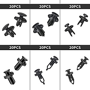 KCRTEK 120 pcs 6.3mm 8mm 9mm 10mm Nylon Bumper Push Fasteners,Bumper Clips with Fastener Removal Tool