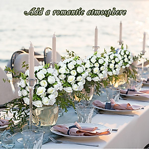 Zeyune 8 Pack 12 Inch Valentine‘s Day Artificial Rose Bouquet Silk Flowers Bunches Bulk Fake for Wedding Bridal Home Office Garden Parties Decoration (White)