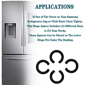 4PCS Upgraded DA99-04158A Hinge Shim Refrigerator Door Height Adjustment Kits,Replacement Parts for Samsung Refrigerator 3282540,DA60-00314C,PS6448337,AP5668209,4 Different Thickness (4)