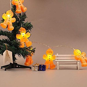 String Lights,Gocheaper Christmas Gingerbread Men String Lights 3D Gold Plastic 64 Inch Indoor Light Party Home Garden Bedroom Outdoor Indoor Wall Decorations (A)