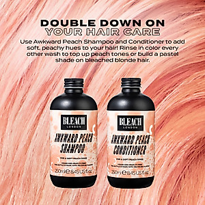 BLEACH LONDON Awkward Peach Conditioner - Soft Pastel Peach Rinse, Color Toning and Preserving, Vegan, Cruelty Free, Daily Hair Nourishment, Color Depositing Formula, 8.45 fl oz