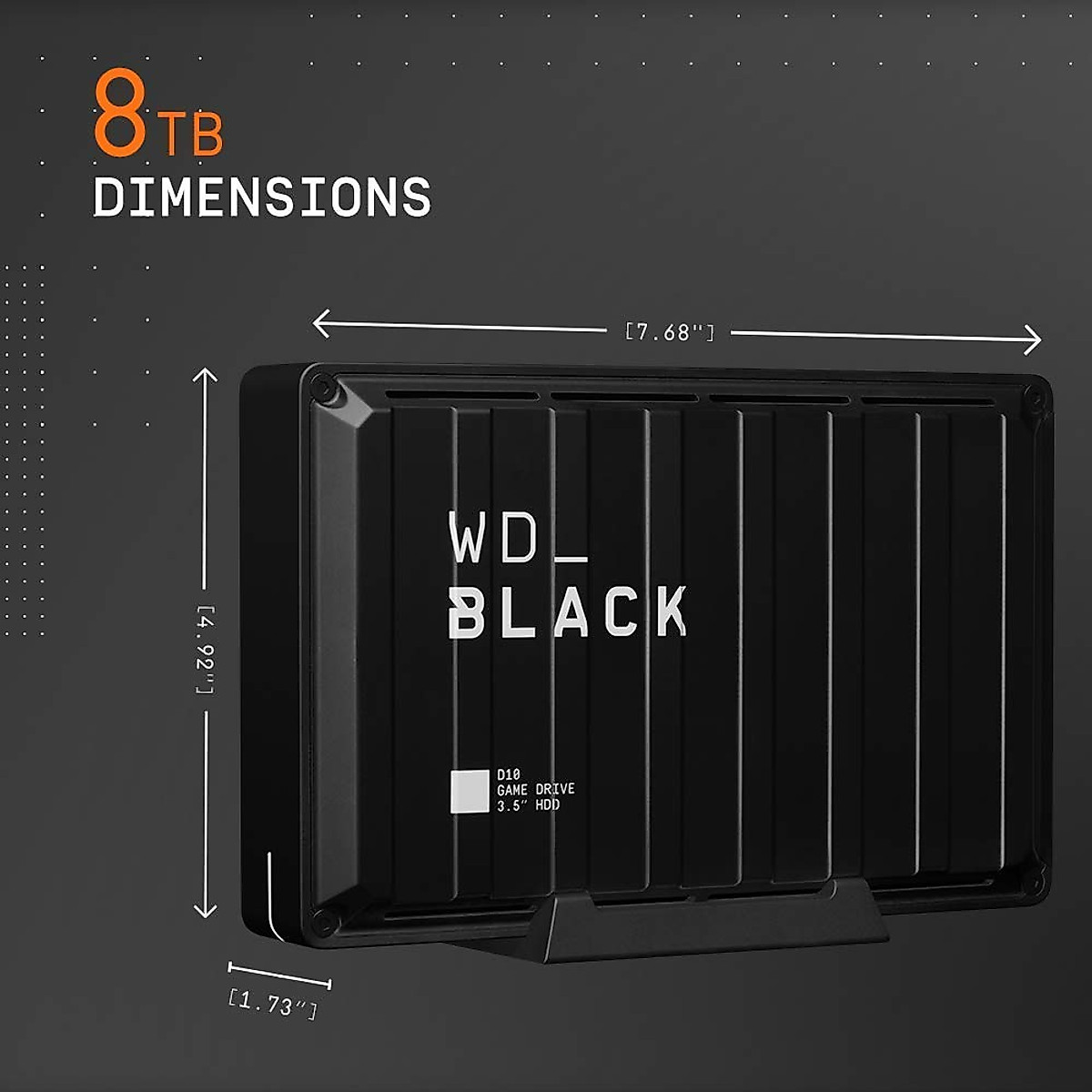 WD_Black 8TB D10 Game Drive, Portable External Hard Drive HDD Compatible with Playstation, Xbox, PC, & Mac - WDBA3P0080HBK-NESN (Renewed)