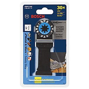 BOSCH OSP114C 1-1/4 In. StarlockPlus Oscillating Multi Tool Metal & More Carbide Extreme Plunge Cut Blade for Heavy-Duty Applications in Cutting Iron Bar, Metal, Wood with Nails, Drywall and Tile