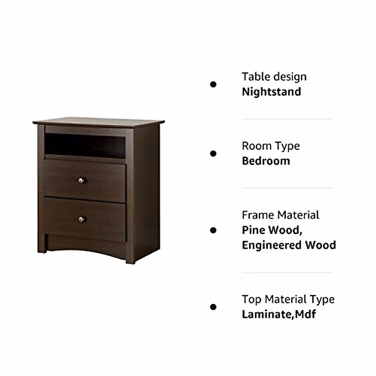 Sonoma Nightstand with Open Shelf, Espresso