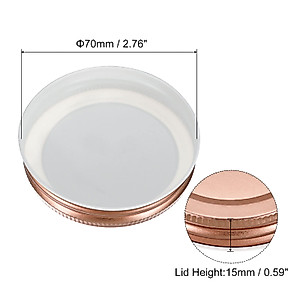 uxcell Mason Jar Lids, 70mm/2.76" Regular Mouth Tin Plate Caps Leak Proof for Canning Jars Kitchen Storage, (Rose Gold 12Pcs)
