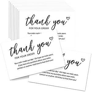 T MARIE 50 Extra Large 4x6 Thank You Cards Small Business Supplies for Boutique Shops - Thanks For Your Order and Thank You For Supporting My Small Business - Black and White Bulk Thank You Postcards
