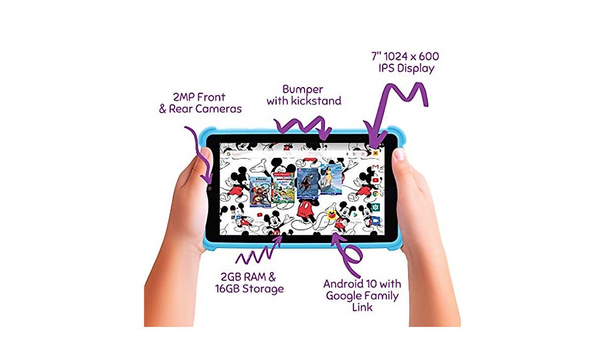 Venturer Small Wonder 7" Kids Tablet with Disney Books & Bumper Case