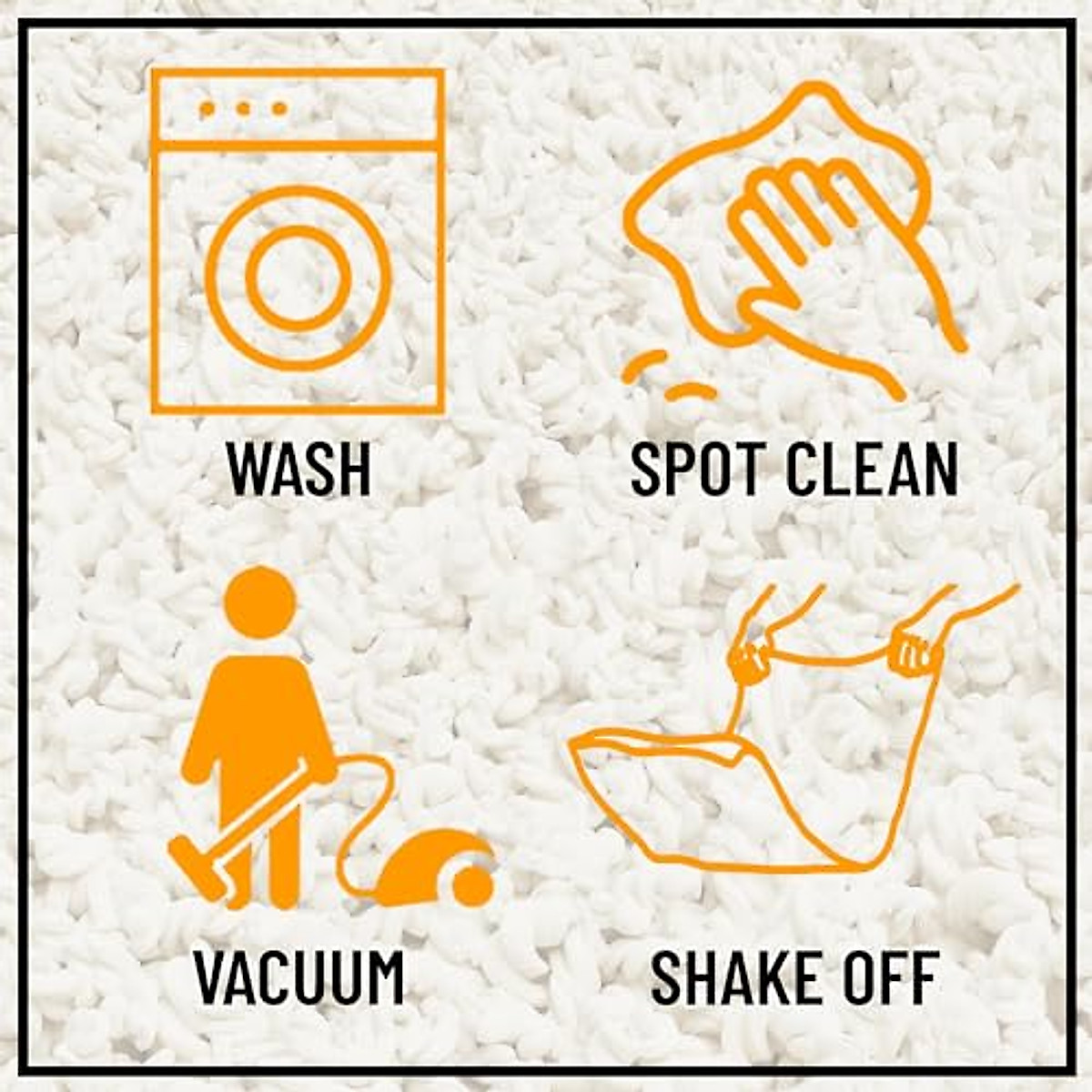 Ottomanson Indoor Solid Shag Design Rubber Back 5x7 Soft Pile Shag Area Rug for Bedroom, Living Room, Dining Room, Office, 5' x 7', Cream