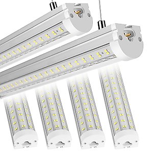 Phiwicsh 8FT LED Shop Light, U Shape 125W Integrated LED Tube Light, 6500K Clear White, 20000LM Super Bright LED Lighting, Flush Mount/Hanging Linkable LED Ceiling Lights for Garage, Plug&Play,6 Pack