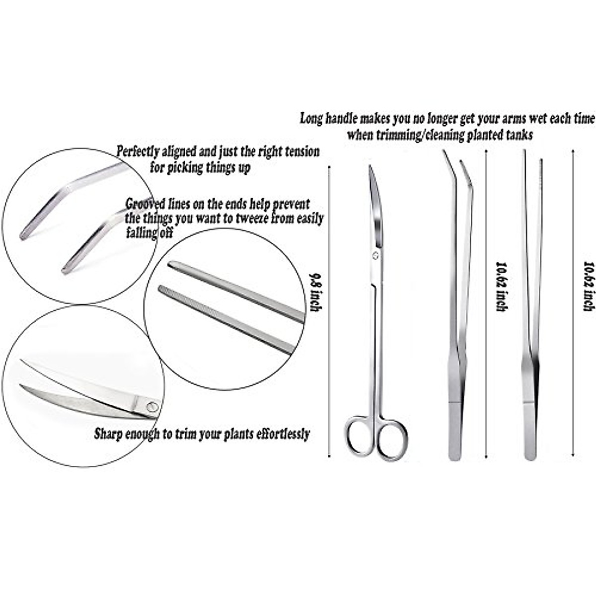Buytra 3 in 1 Aquarium Plant Tools, Stainless Steel Aquarium Aquascaping Kit Scissor Tweezers for Planted Fish Tank