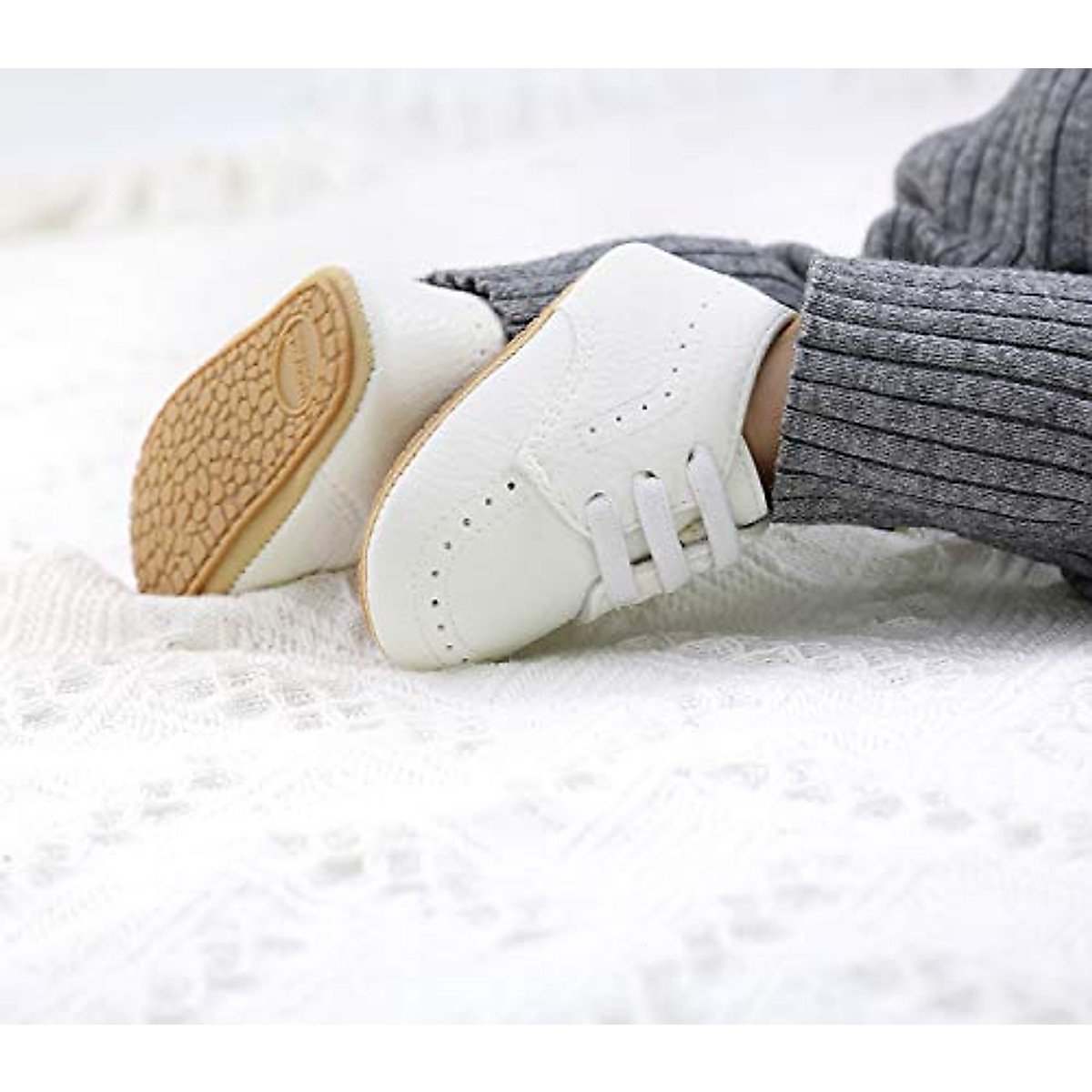 BENHERO Baby Girls Boys Leather Shoes Toddler Infant First Walker Soft Sole High-Top Ankle Sneakers Newborn Crib Shoes(6-12 Months Toddler Y/White)