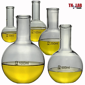 TN Lab Flat Bottom Boiling Flask 5-Piece Set 50-100-250-500-1000ml