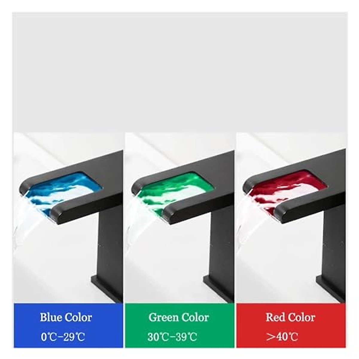 ZCERA 1 Pcs LED Basin Faucet Luxury Bathroom Sink Faucet High Low Faucet Bathroom Sink Hot and Cold Faucet (Color : Black Chrome LED A)