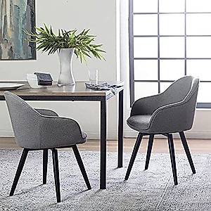 Studio Designs Home Dome Upholstered Swivel Dining, Office Grey Accent Chair with Arms and Metal Legs, 24" W x 23" D x 32.5" H, Heather Gray