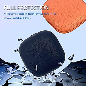 Miimall Compatible for Beats Fit Pro Leather Case Cover, [Vintage Style] [Anti-Lost Strap] Durable Genuine Leather Protective Case for Beats Fit Pro (Red)