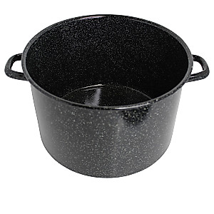 Mirro 7.75Qt Traditional Vintage Style Black Speckled Enamel Stock Pot with Lid