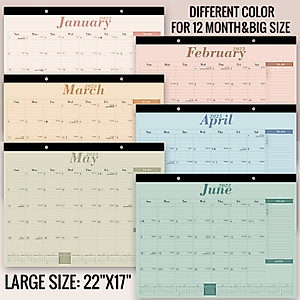 Pastel Minimalist desk calendar 2023 large 22x17-12 Monthly Desktop/Wall Calendar, January 2023 - December 2023, Big Blocks to Write for Planning and Organizing Your Home or Office B