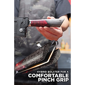 Dalstrong Chef Knife - 9.5 inch - Spartan Ghost Series - Premium American Forged S35VN Powdered Steel - Razor Sharp Kitchen Knife - Chef's Knife - Maple & Red Resin Handle - Sheath