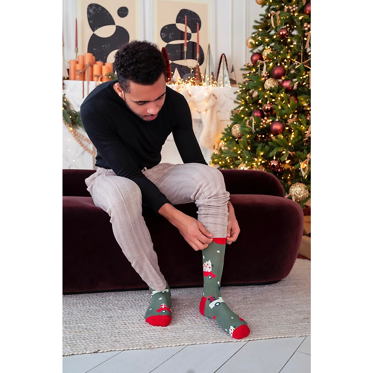 Gertex Mens Premium Christmas Holiday Sock Advent Calendar | 12 Days of Socks | Sock Size 10-13 | Includes 12 Crew Socks