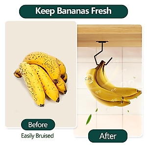 Luckinow 2 Pack Flodable Banana Hook Under Cabinet, Hidden Banana Hanger Hook [Keep Banana Fresh], Black