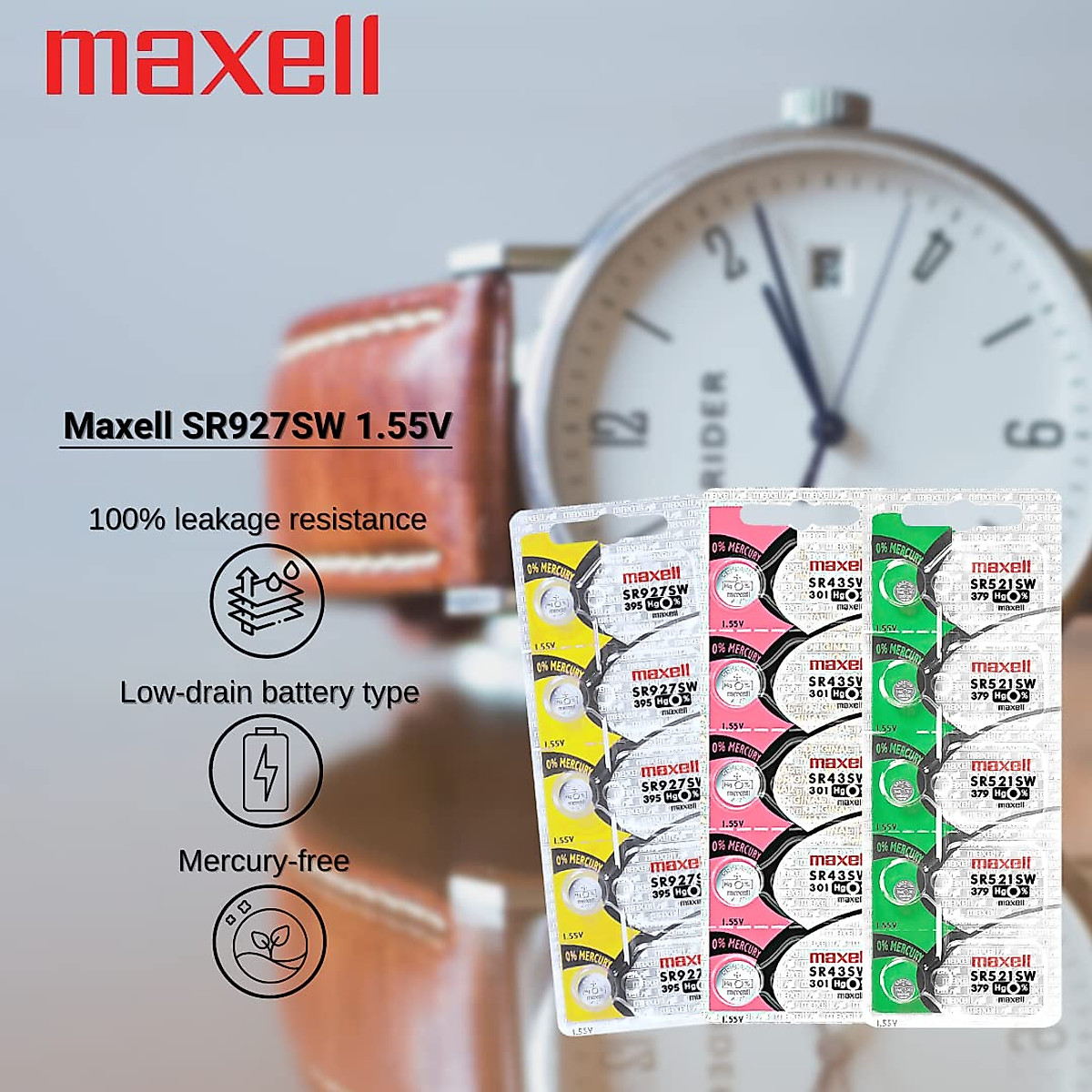 Maxell SR927SW 395 D395 SR57 SR927 Silver Oxide Watch Battery